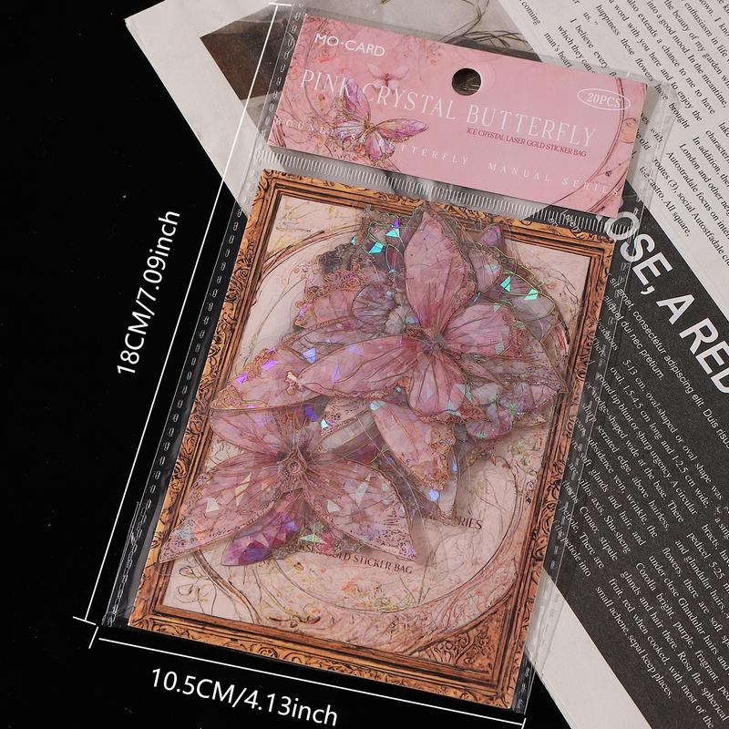 Glitter Butterfly Shaped Decorative Sticker, 20pcs/set Art Stickers ...