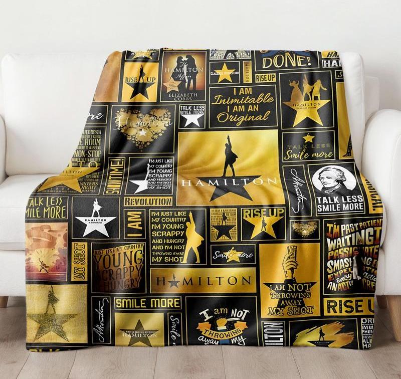 Hamilton Musical Fan Soft Flannel Blanket, Classic Quotes & Silhouettes ...