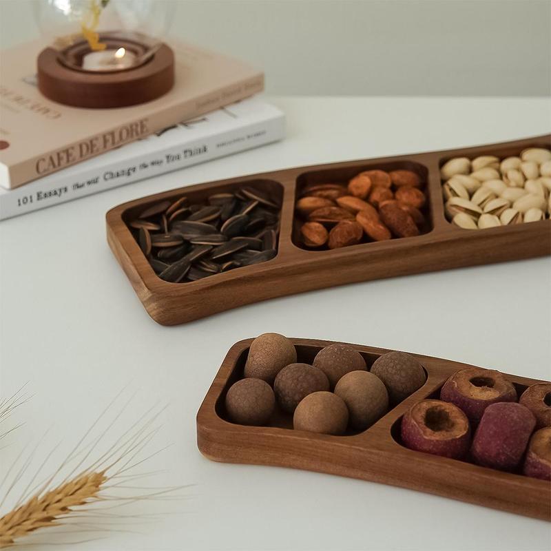 Wooden Snack Tray, 1 Count Multi Grid Snack Serving Tray, Nuts Tray ...