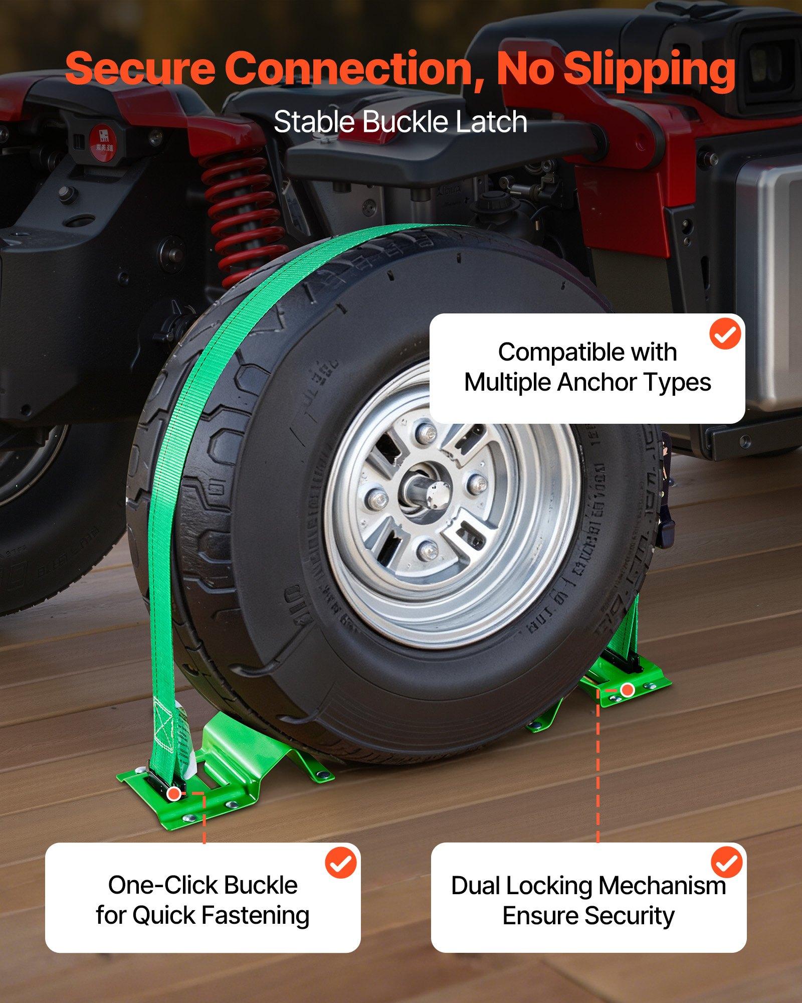 VEVOR Wheel Chock Tie-Down Kit, Chock-Style Trailer Tie Down Strap, Car ...