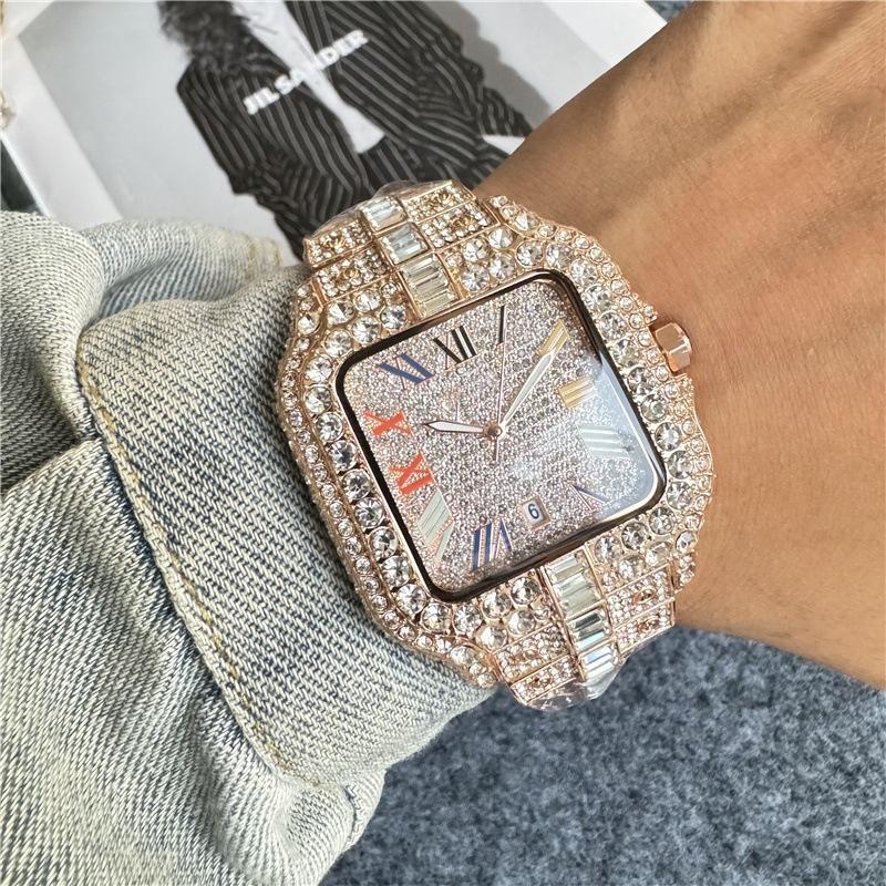Full Diamond Luxury Watch Luxury Diamond Men's Fashion Watch, Square ...