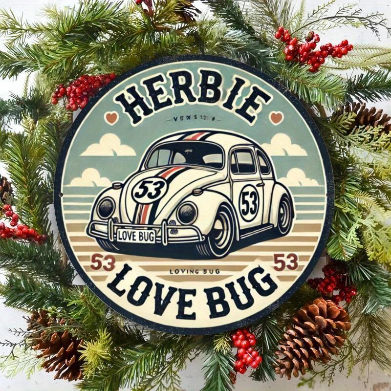 1 Piece Herbie's Love Bug Retro Car Design - 8x8 Inch Round Waterproof ...