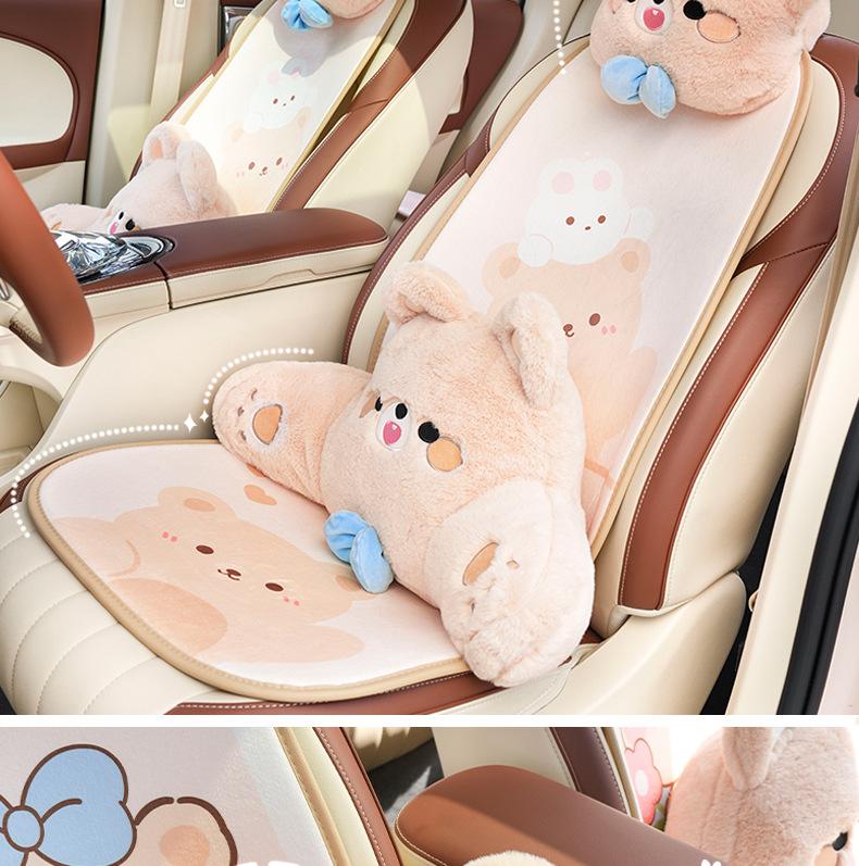 Cartoon Car Headrest Neck Pillow Bear Car Lumbar Pillow All-Season ...