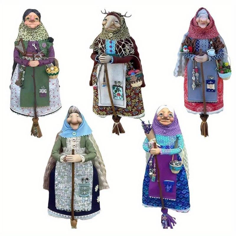 Minimal Nest Shop Handmade Resin Kitchen Witch Doll - Floral & Polka ...