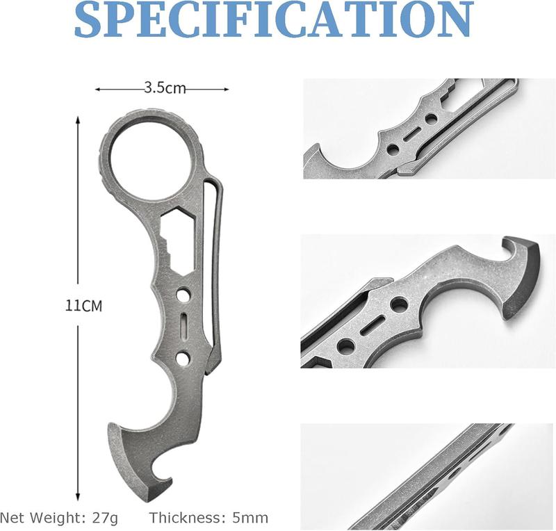 EDC Pry Bar Multi Tool Titanium with Bottle Opener Wrench Prybar ...