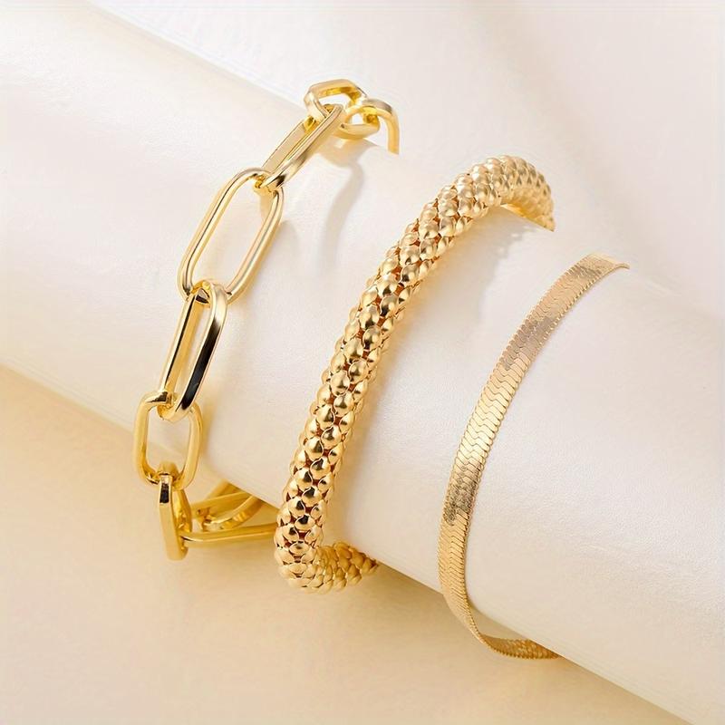 2025 New [3pcs Chic Snake Chain Bracelet] Elegant 3pcs Snake Chain ...