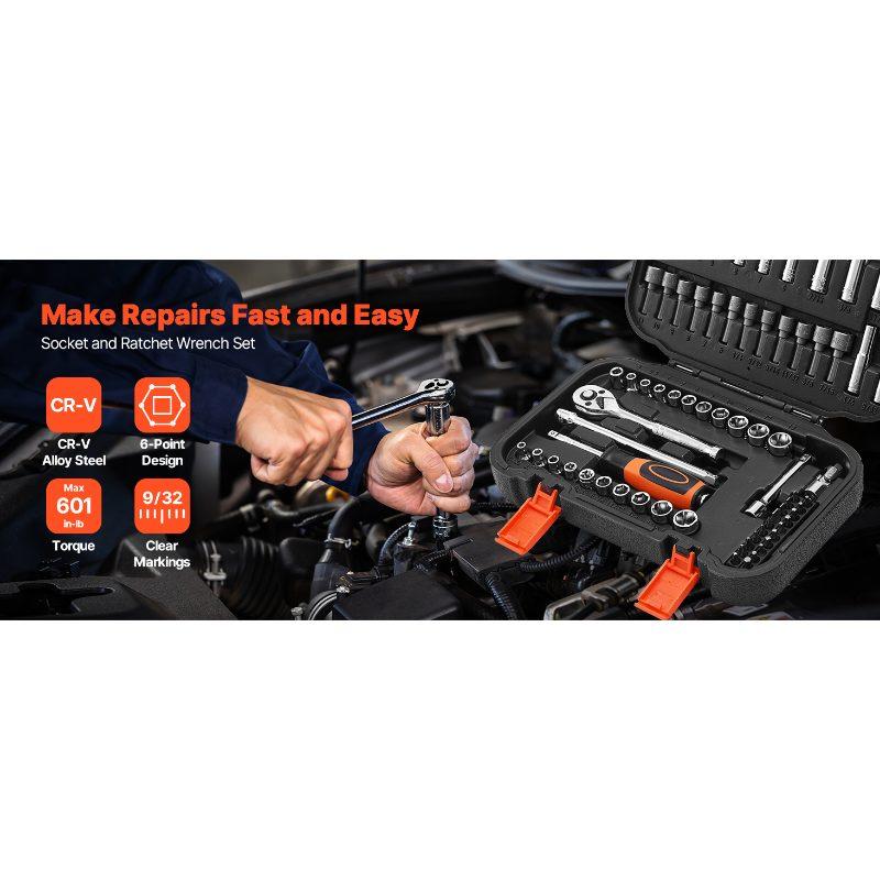 SummerWinsVEVOR Socket Set, 70 Pieces, 1/4 inch Drive Socket and ...