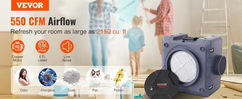 VEVOR Air Scrubber with 3-Stage Filtration, Stackable Negative Air ...