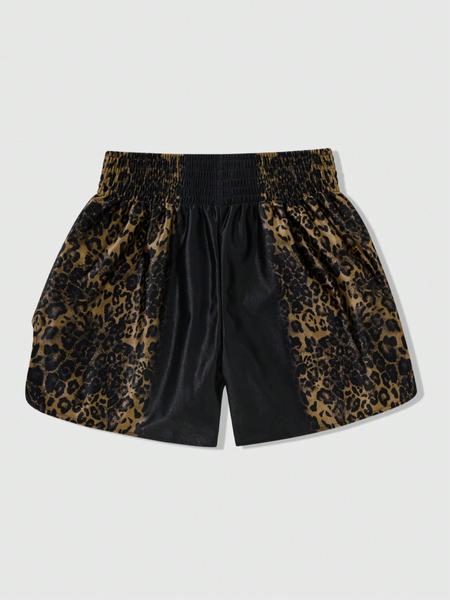 Men's Leopard Print Boxing Shorts, Regular Fit Casual Comfy Breathable ...