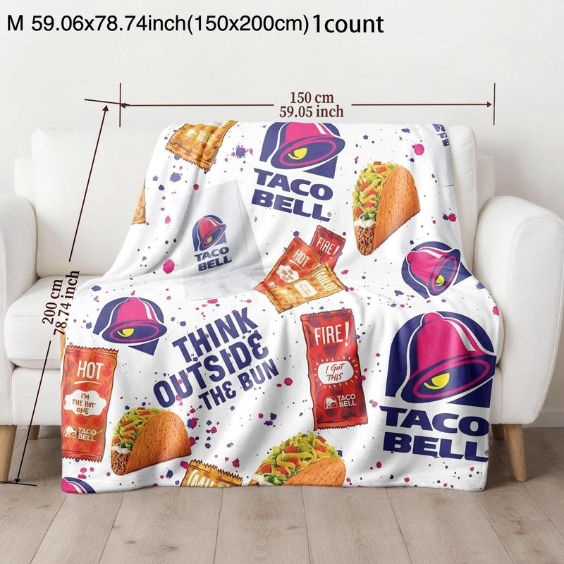 Taco Bell Themed Pattern Blanket, Multi-use Throw Blanket, Soft Blanket ...