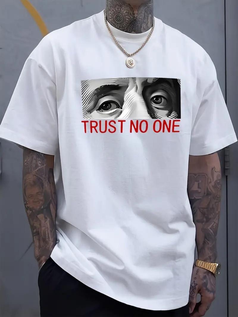Men's "Trust No One" Graphic T-Shirt - Casual Cotton, Short Sleeve ...