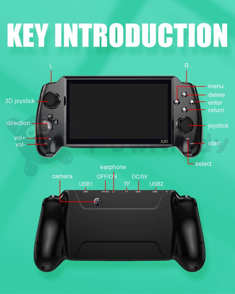 X20 Portable Retro Handheld Video Game Console Bulit-in 3000 Game 7.0 ...