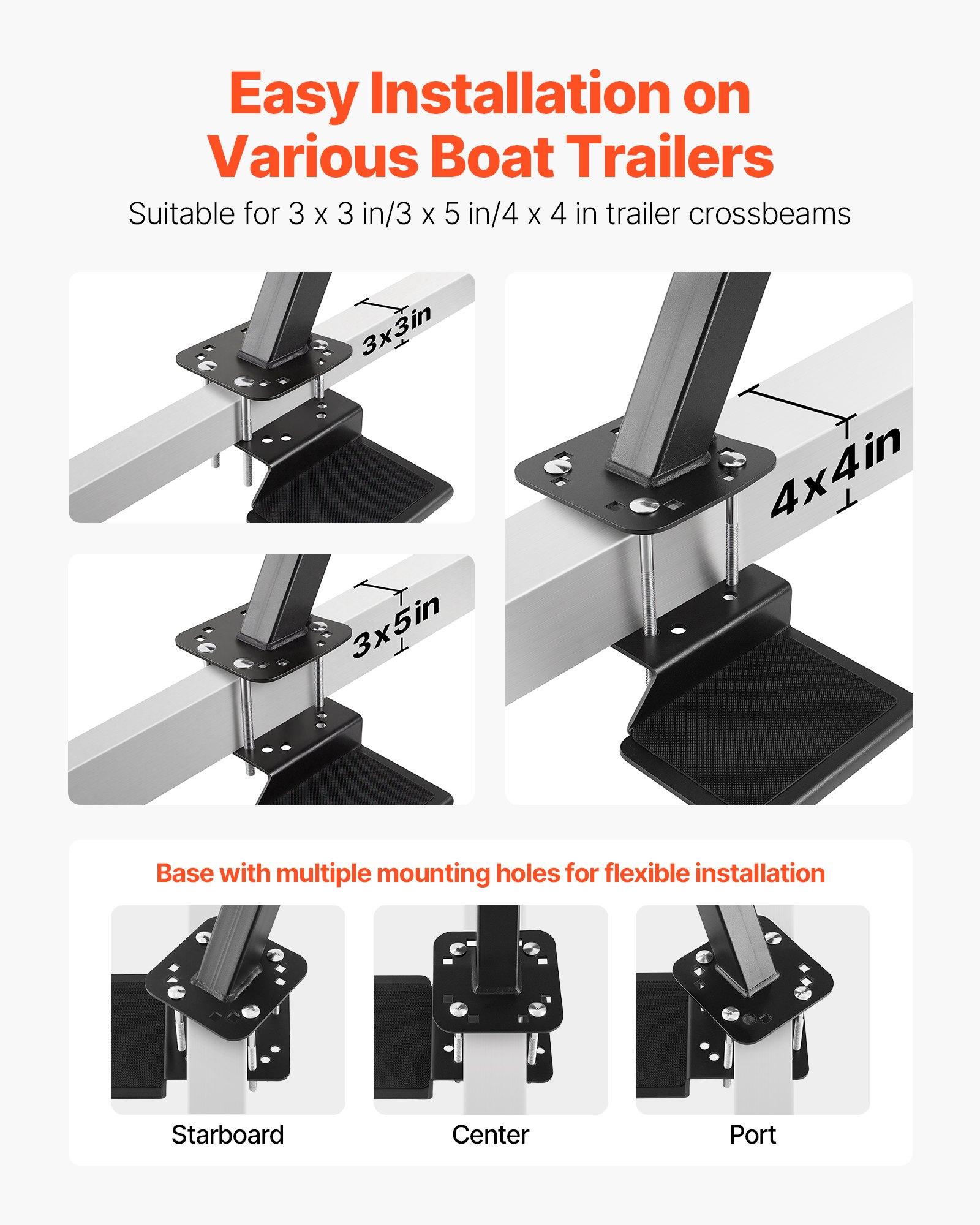 VEVOR Boat Trailer Steps, 3-Step, Heavy-Duty Boat Trailer Steps with ...