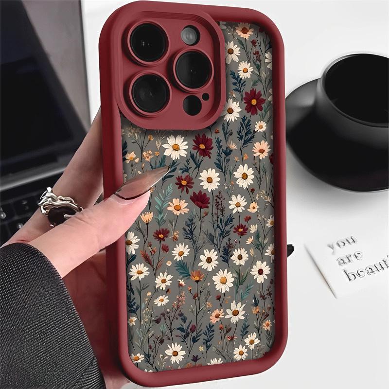 Retro Daisy Pattern Phone Case for iPhone Air 17, 16, 15, 14, 13, 12 ...