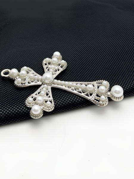 1 cross shaped alloy pendant, used for DIY jewelry making, necklace ...