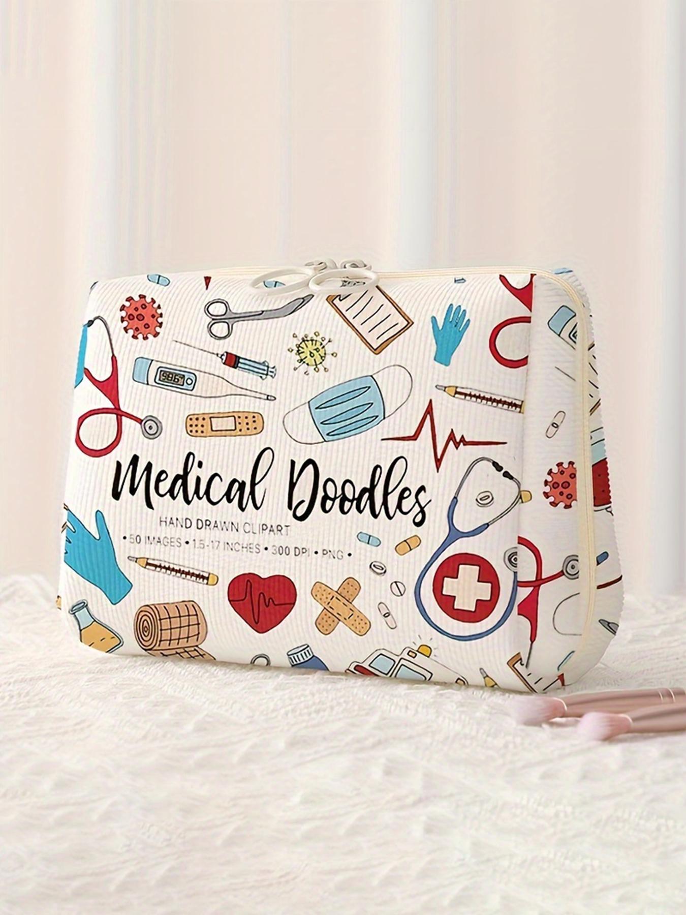 Medical Tool Print Makeup Bag, Casual Fashion Multi-functional Makeup ...