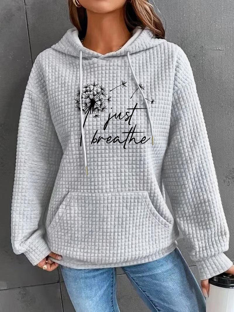 Women's Trendy Casual Drawstring Hooded Sweatshirt with Dandelion Print ...