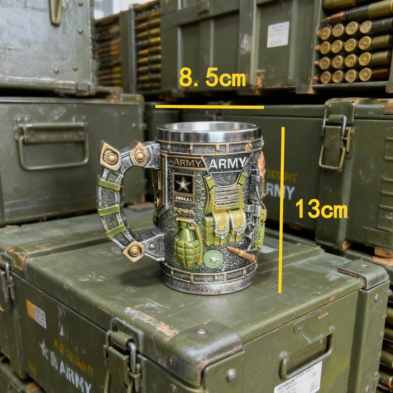 Military-themed 3D Grenade Bulletproof Vest Resin Stainless Steel Mug ...