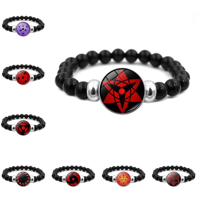 Naruto Mangekyo Sharingan Bracelets Unisex Black Bead String Stretch ...