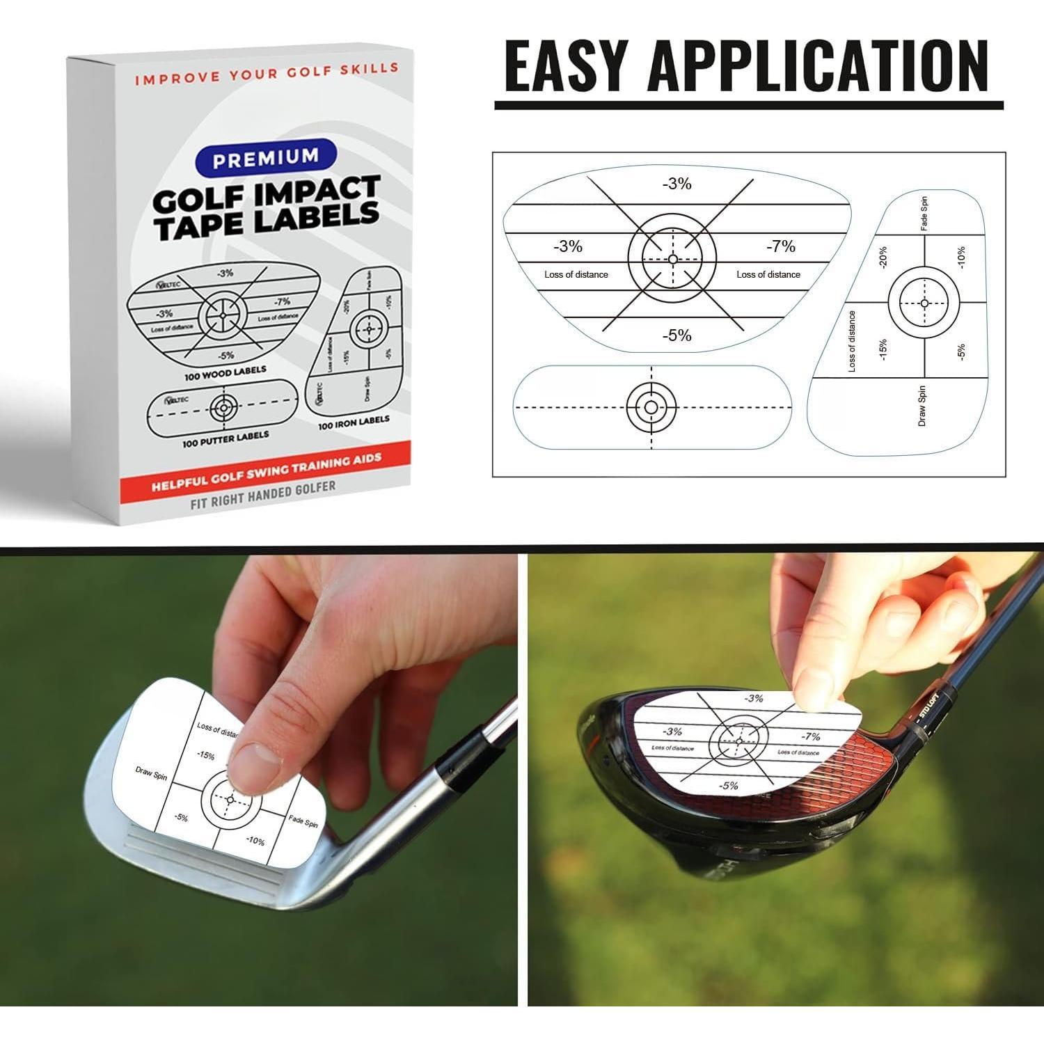 Golf Impact Tape Labels, Self-Teaching Sweet Spot and Consistency ...