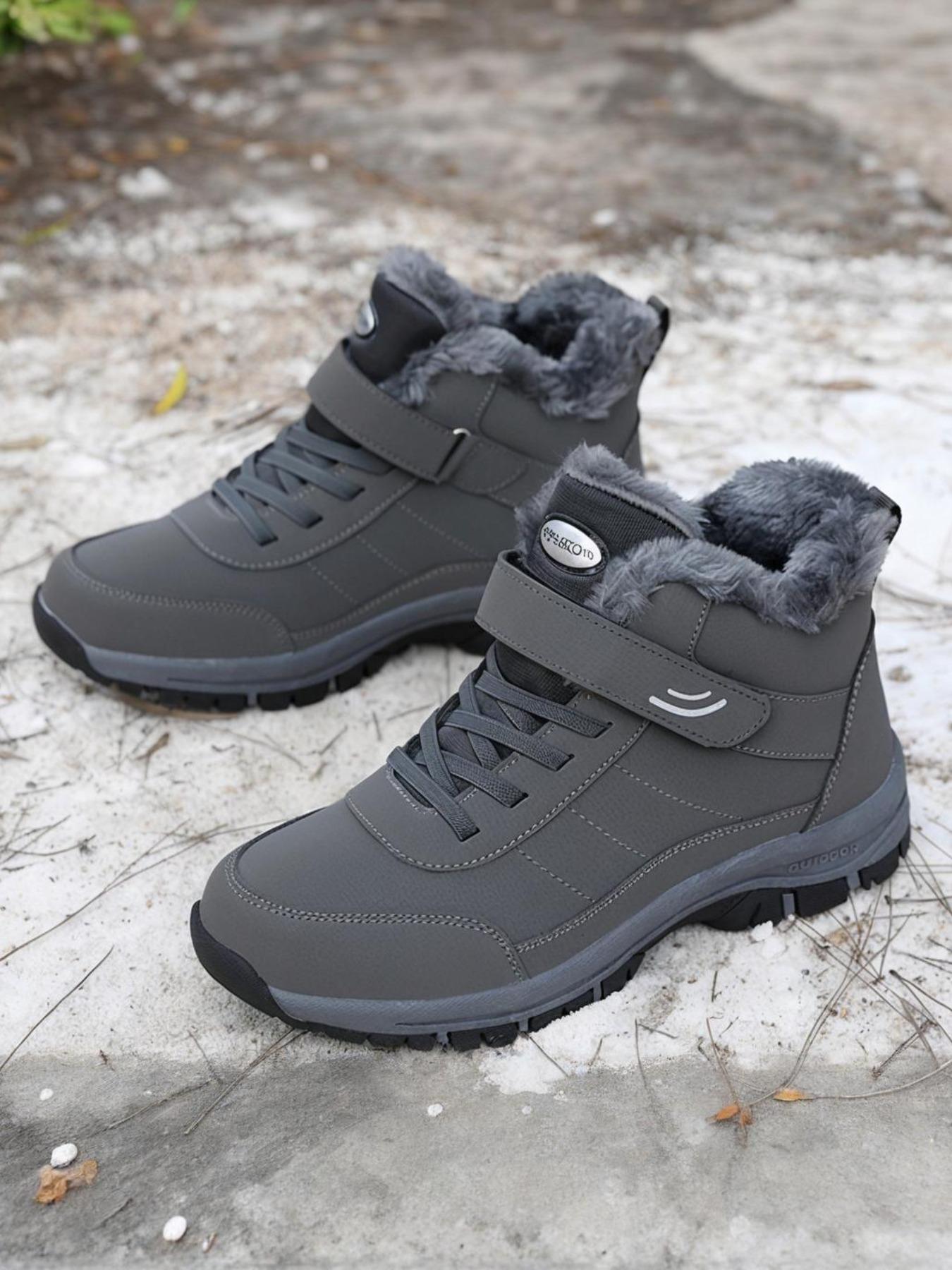 Men's Fashion Snow Boots, Fleece Lined Warm Shoes, High Top Winter ...