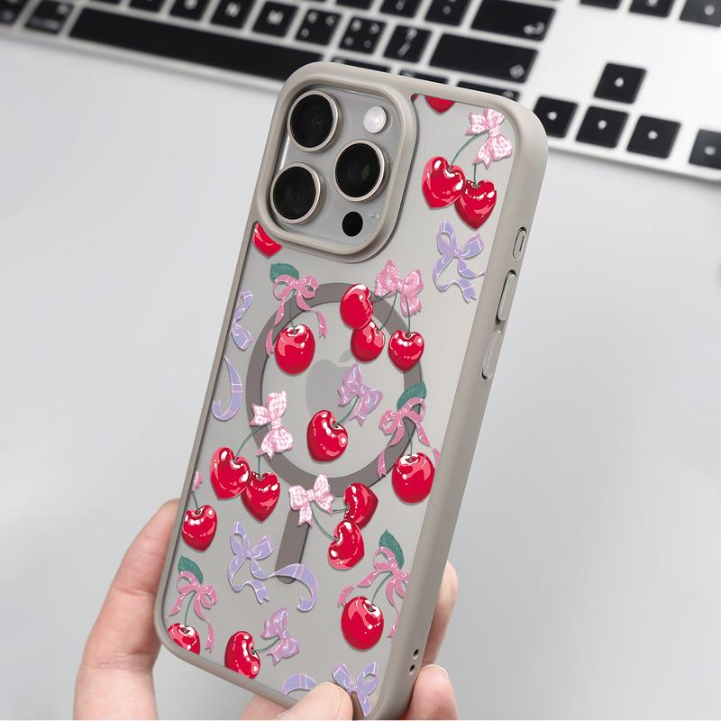 Stylish Cherry Design Clear Magnetic Phone Case, Compatible with ...