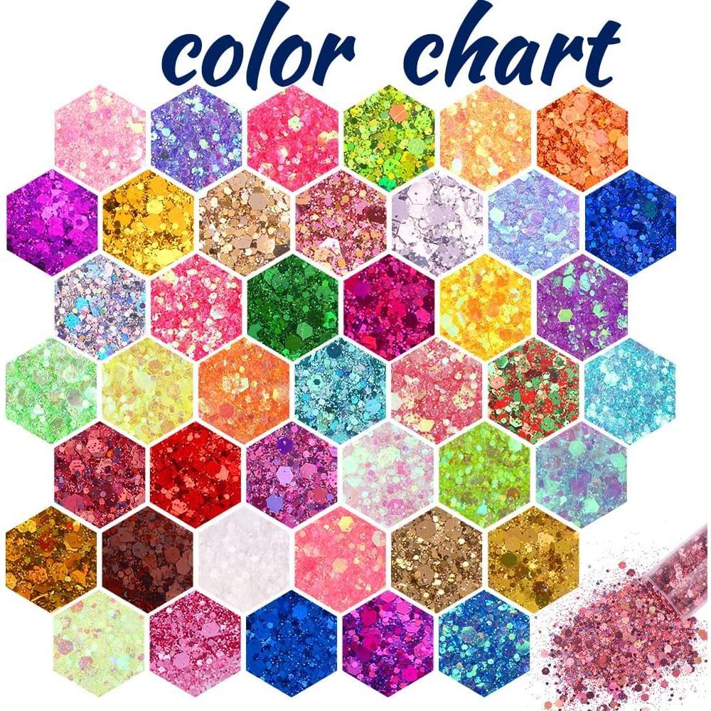 Holographic Chunky and Fine Glitter Mix, 45 Colors Festival Sequins ...