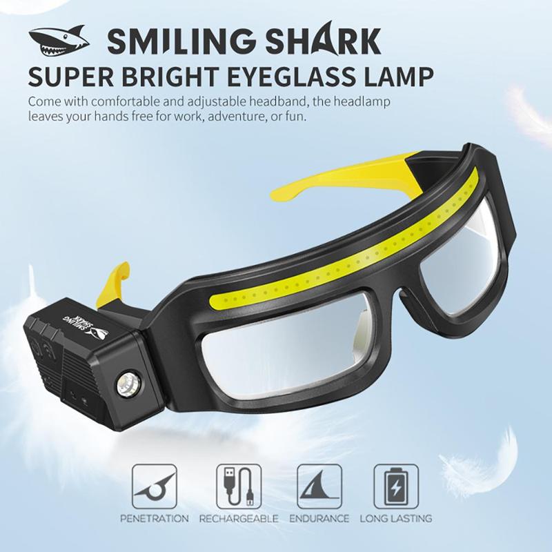 【TD-0243】 SmilingShark LED COB Headlight Glasses USB Rechargeable Multi ...