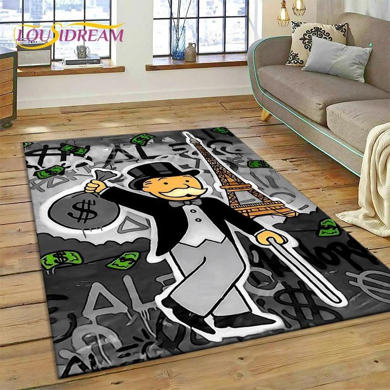 Game Dollar Monopoly Cartoon Money Rug Carpet for Living Room Bedroom ...