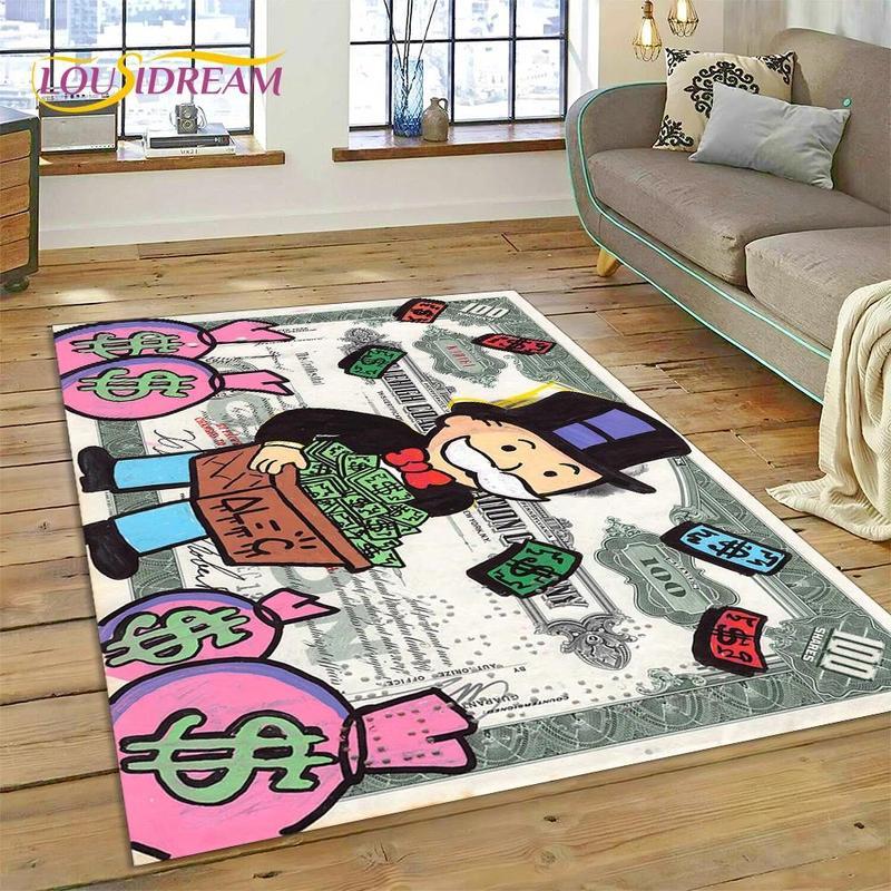 Game Dollar Monopoly Cartoon Money Rug Carpet for Living Room Bedroom ...