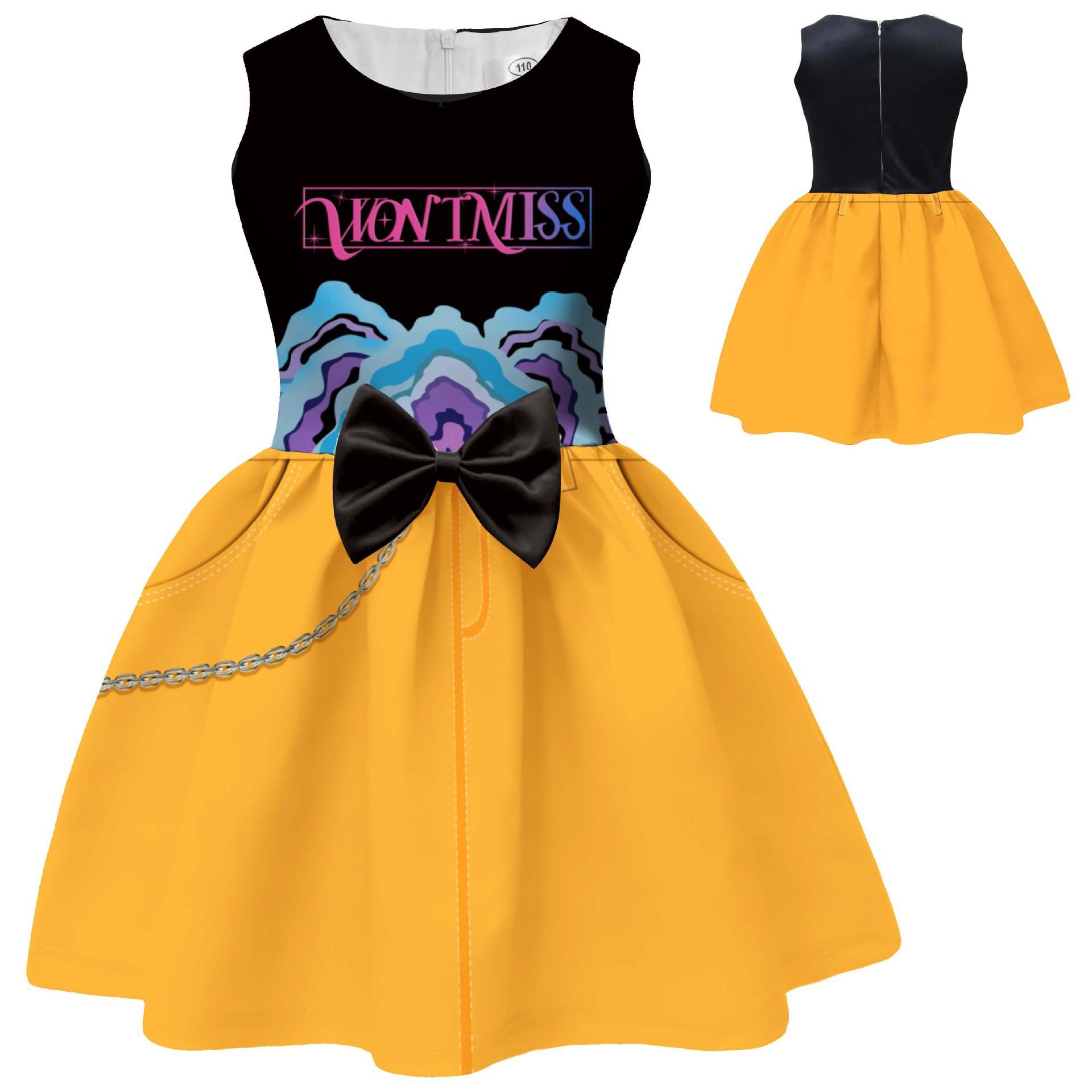 1Pcs Girls' Character Print Dress, Cute Cartoon Pattern, Fitted Design ...