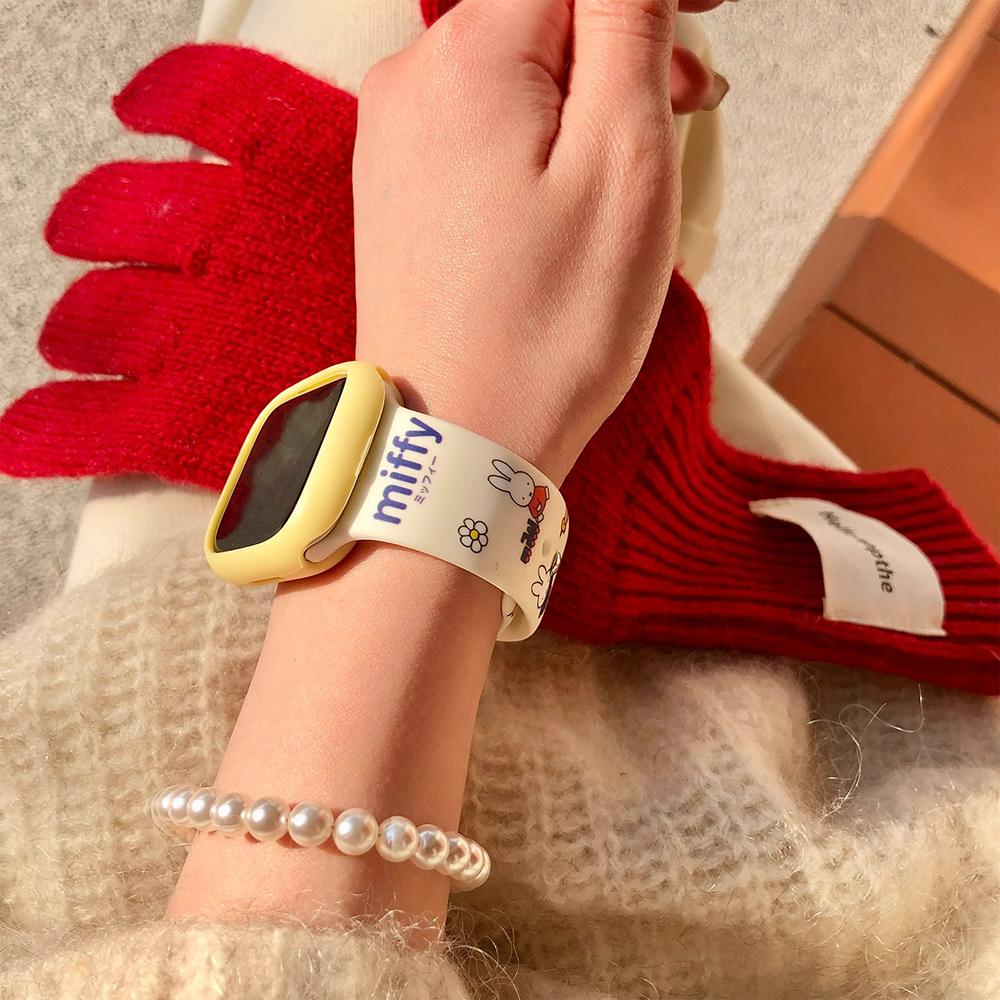 Kawaii Miffy Cute New Iwatch987s10 Watchband Cartoon Rabbit Printing ...