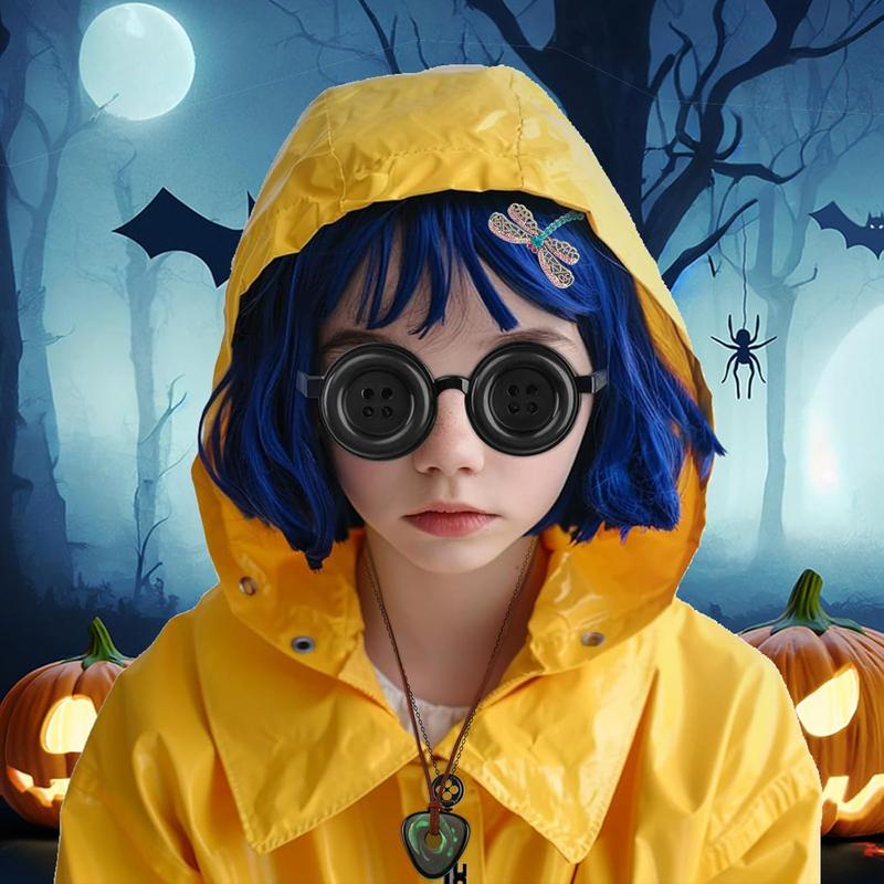 4 count Accessories Fit for Coraline Costume, Button Eyes Glasses, Key ...