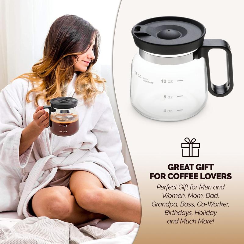 16oz Glass Coffee Mug in Coffee Pot Shape – Compact Carafe Design, Sip ...