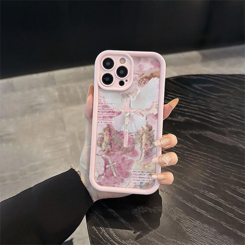High-end Phone Case with Cross Angel Design Shock-Proof Soft Edge ...