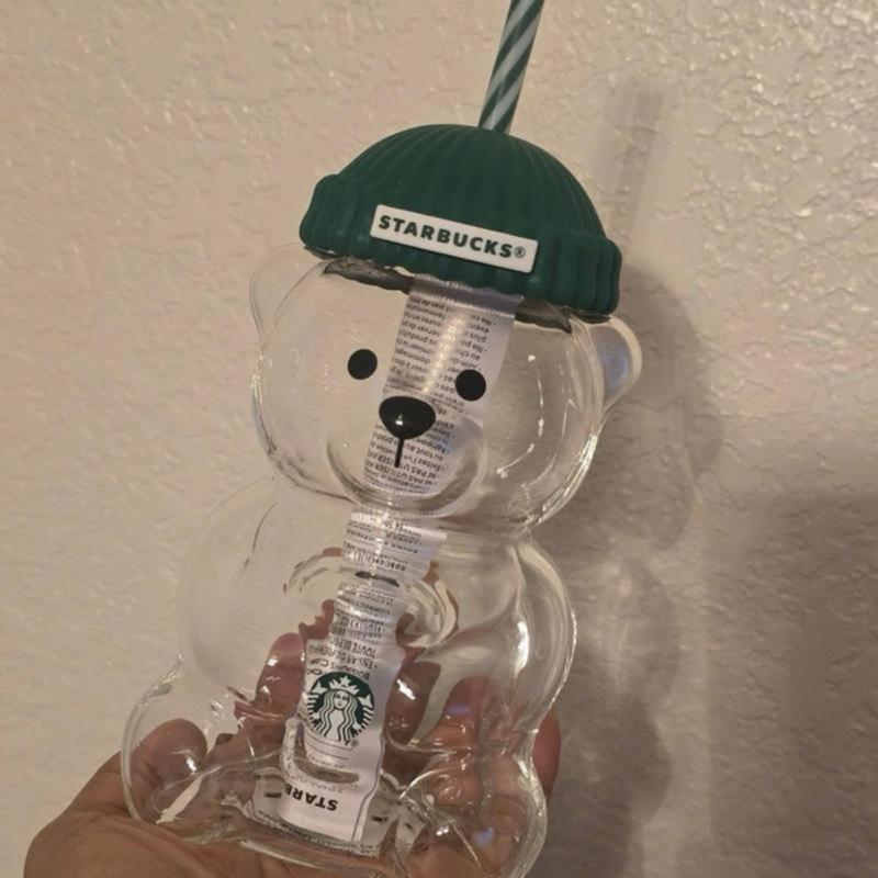 Starbucks New Bear Glass 20oz Cold Cup Holiday Bearista TumblerViral ...
