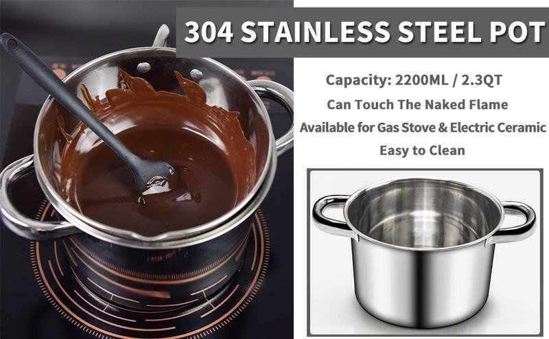 Double Boiler Pot Set,1250ML/1.1QT Mixing Bowl for Chocolate Melting ...