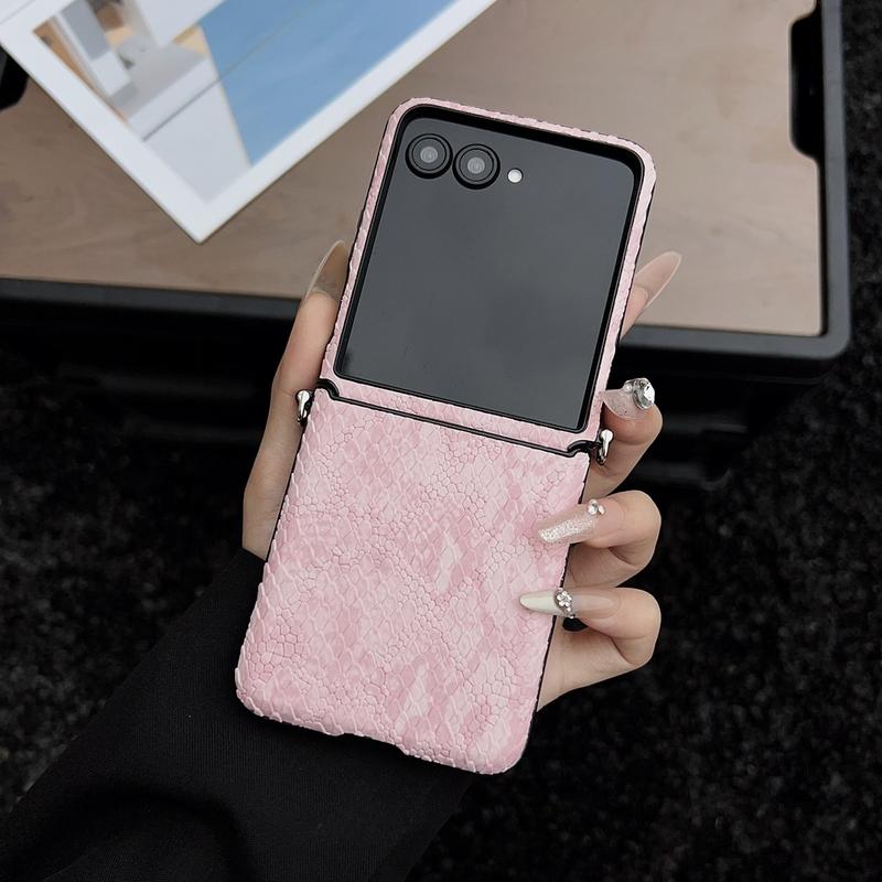 Plain Python Skin Pattern Side-hung Phone Case For For Motorola Razr60 ...