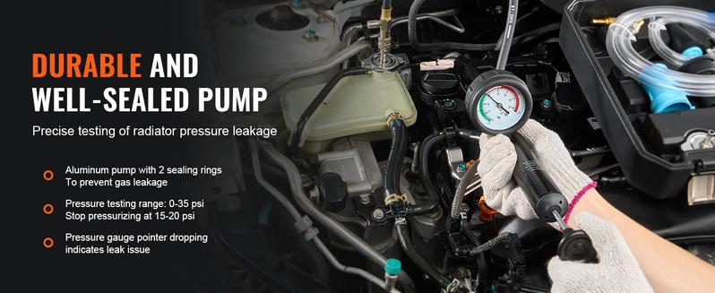 VEVOR 28 pcs Universal Radiator Pressure Tester Kit, Coolant Pressure ...