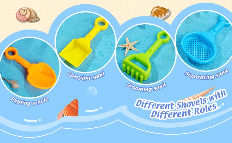 Skylety 8 Pieces Sand Shovels Colorful Plastic Rake Winter Beach Sand ...