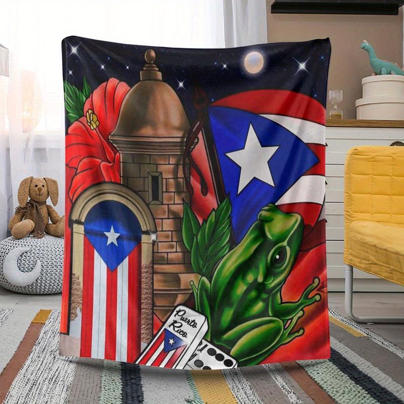 Puerto Rican Frog Theme Flannel Blanket - Soft and Warm All-Season ...