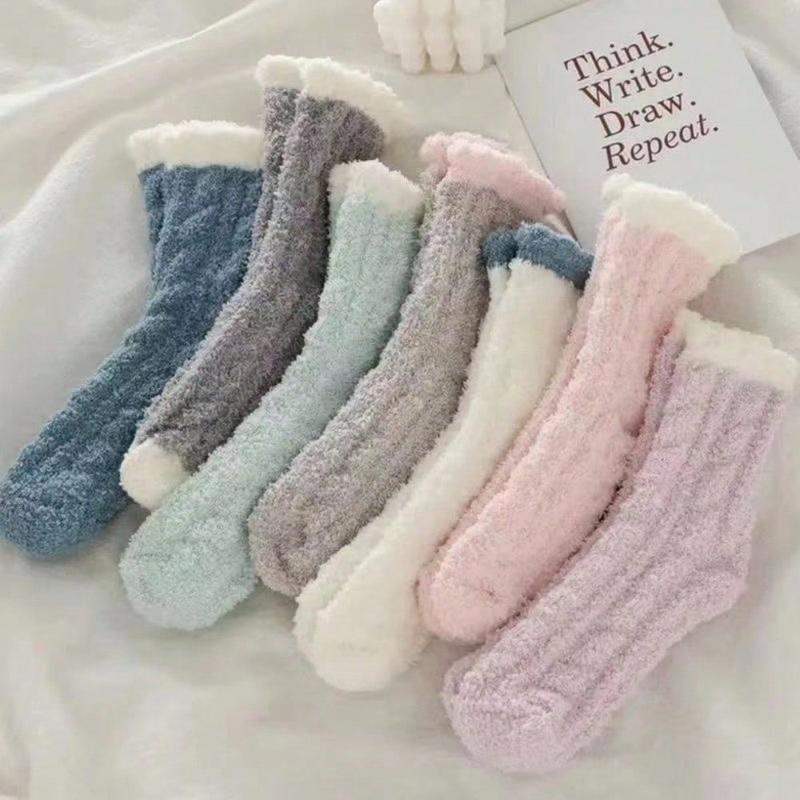 6 Pairs Of Warm-Hug Mixed-Color Fluffy Socks: Like A Gentle, Snug ...