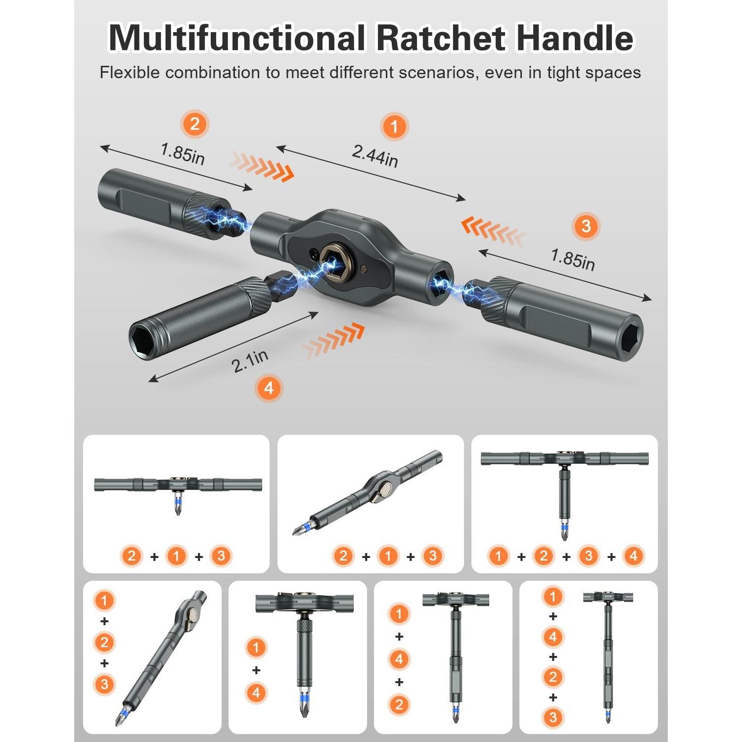 34 in 1 Set, Ratcheting Set with 1/4? Socket Adapter, 24 Bits & 7 Hex ...