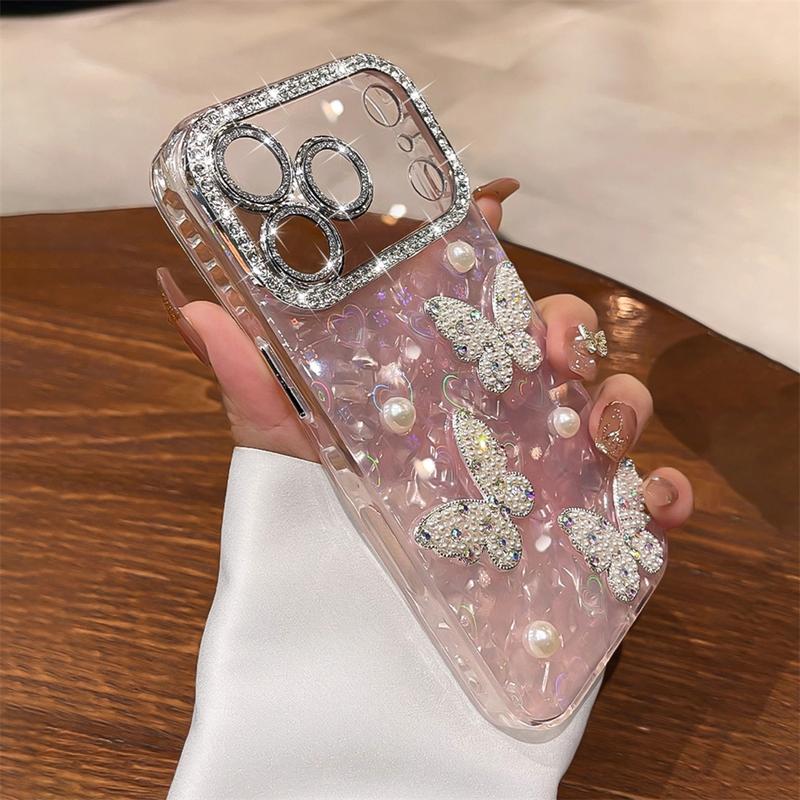 Luxury Diamond Butterfly Clear Phone Case For iPhone 17 Air 16 15 14 13 ...