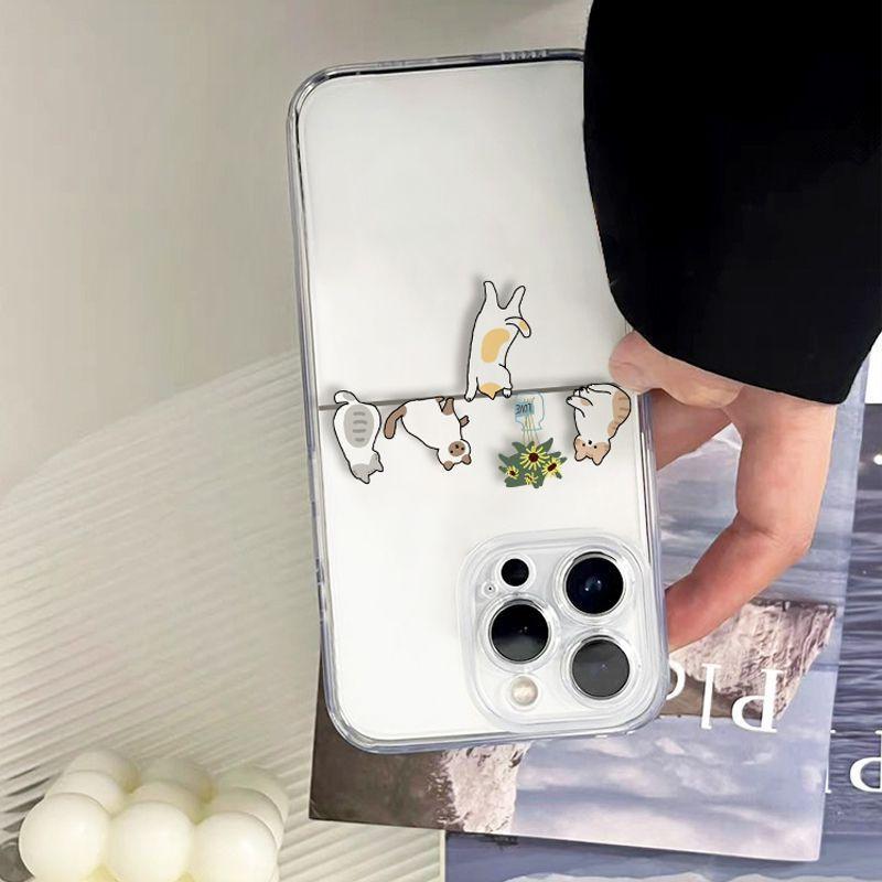 Simple Cute Phone Case, Transparent Background, Cute Cat and Sunflower ...