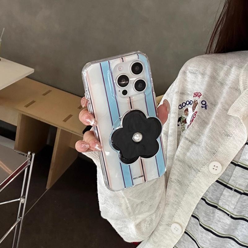 Crystal transparent white light blue purple striped phone case with ...