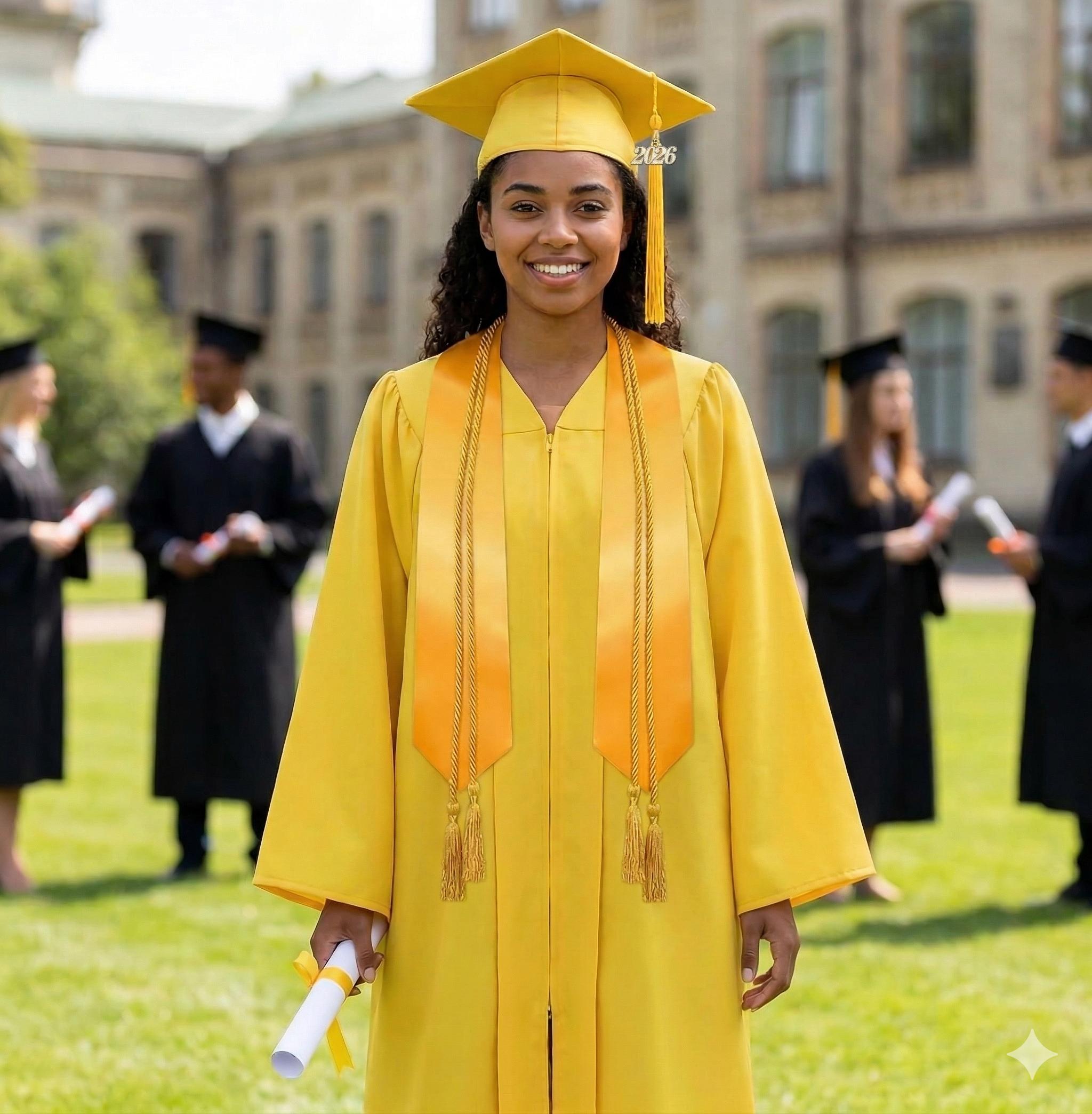 Graduation Gown Bundle 2026🎓| Full Set: Matte Gown + Cap + Stole ...