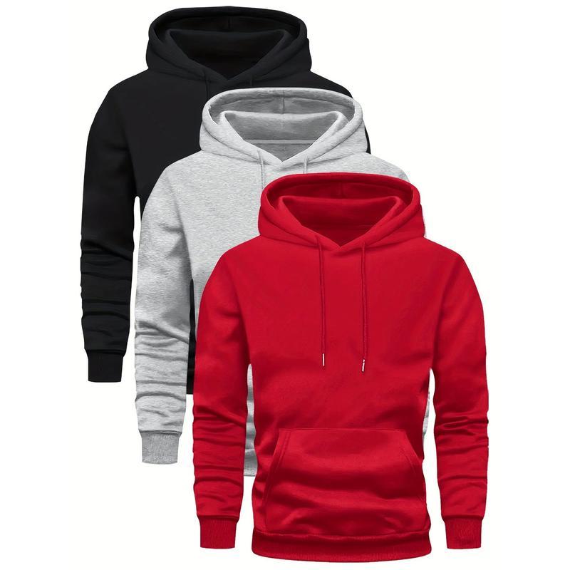 3-Pack Men'S Casual Hooded Sweatshirts, Geometric Pattern, Long Sleeve ...