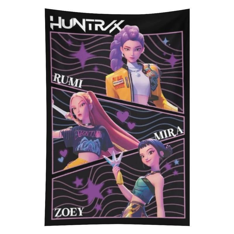 Huntrix 2025 KPop Demon Hunters Tapestry Wall Decor Lightweight Room ...