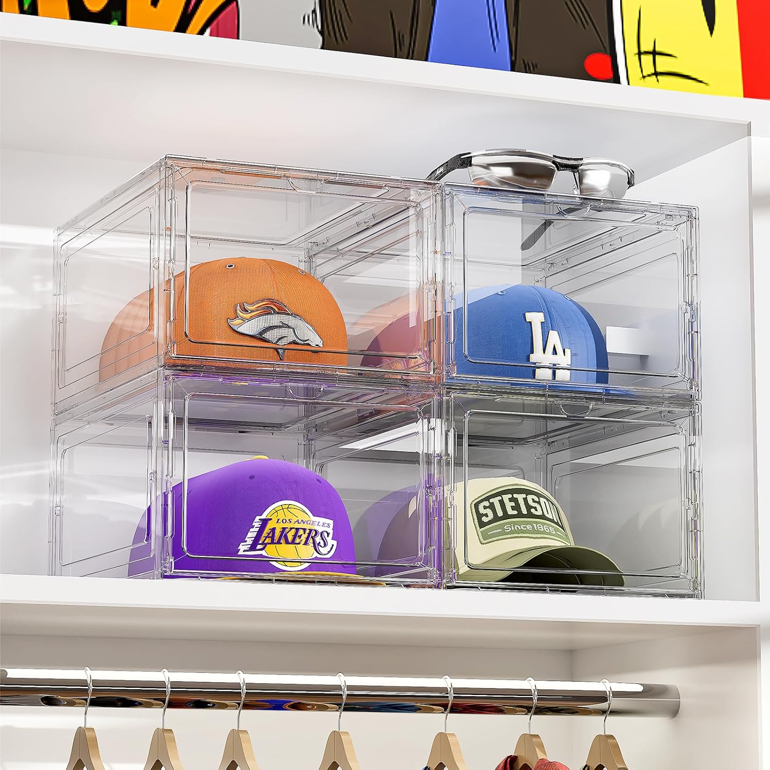 Hat Organizer Box for Baseball Caps - 6 Pack Clear Storage - TikTok Shop